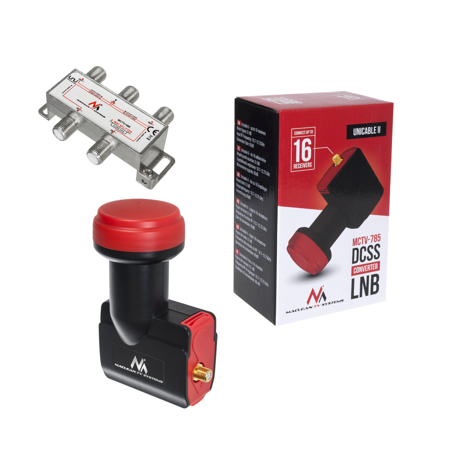 Konwerter satelitarny LNB Unicable II / dCSS 16 odbiorników MCTV-785 ...