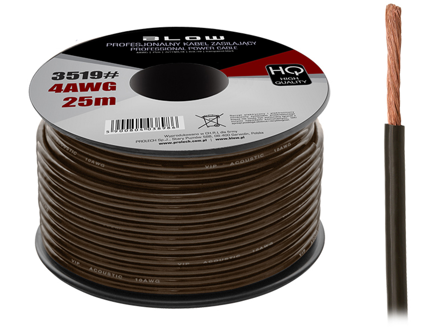 Kabel power 4GA 10mm cca czarny Blow | centrumelektroniki.pl