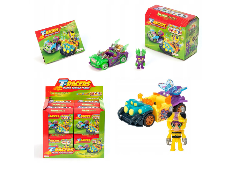 Pojazd z figurką T-Racers Glow Race mix | centrumelektroniki.pl